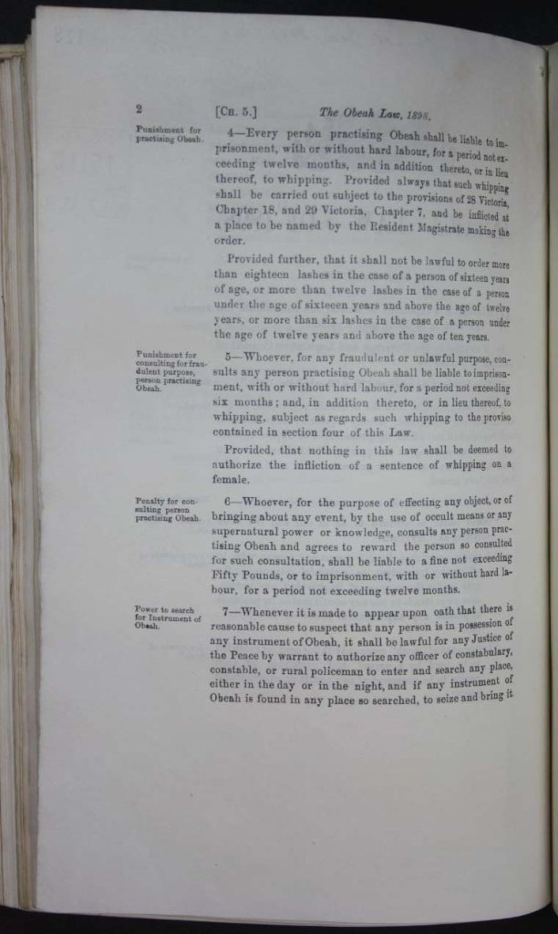 The Obeah Law, 1898 (Jamaica) | Obeah Histories